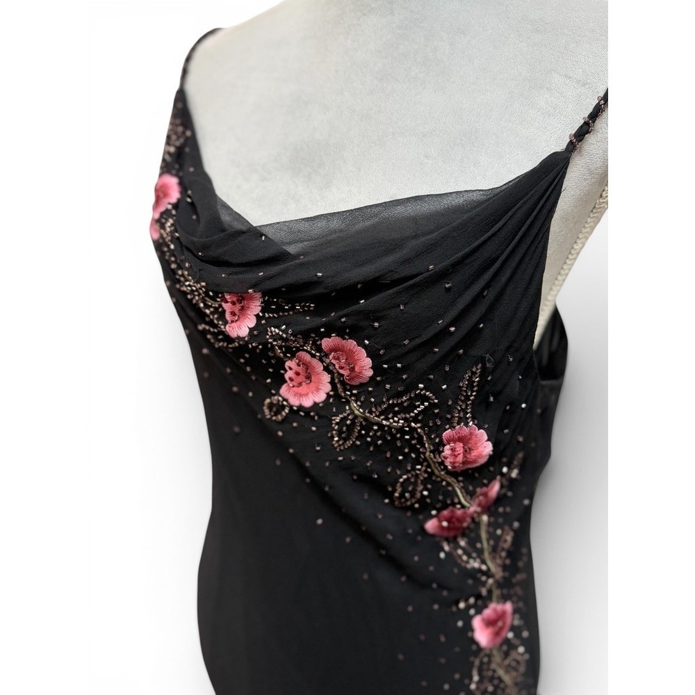 Xscape | Dresses | Xscape Gown Womens 2 Black Floral Silk Beaded Formal ...